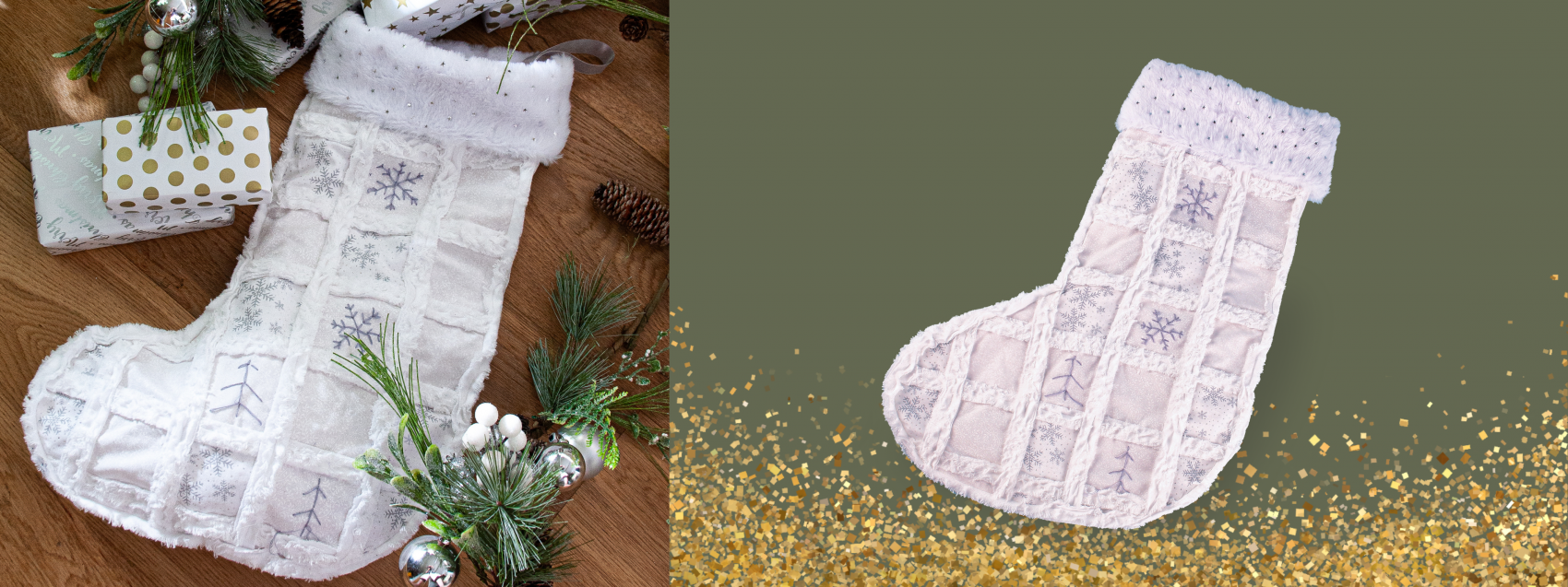 Easy Christmas Stocking Sewing Pattern | with faux fur & patchwork ...