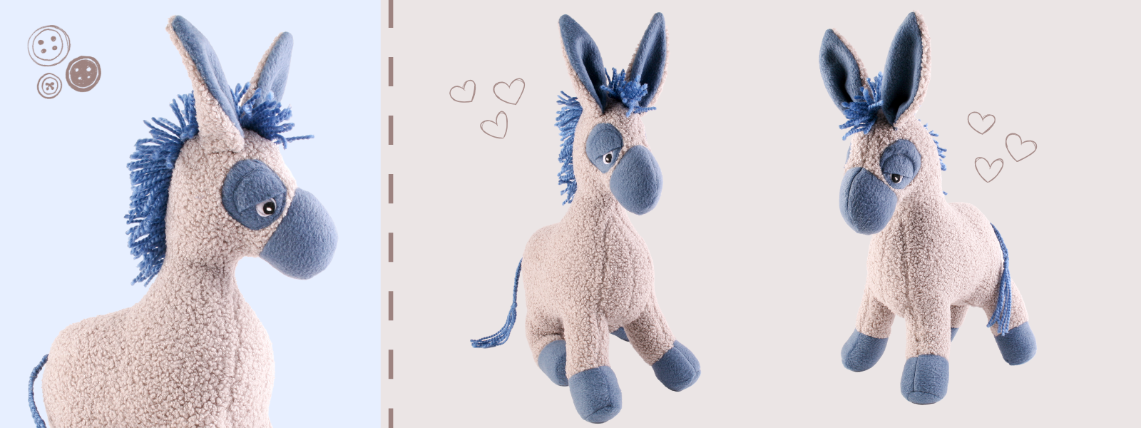 Little Donkey Soft Toy | Sewing Pattern | Half Yard Sewing Club